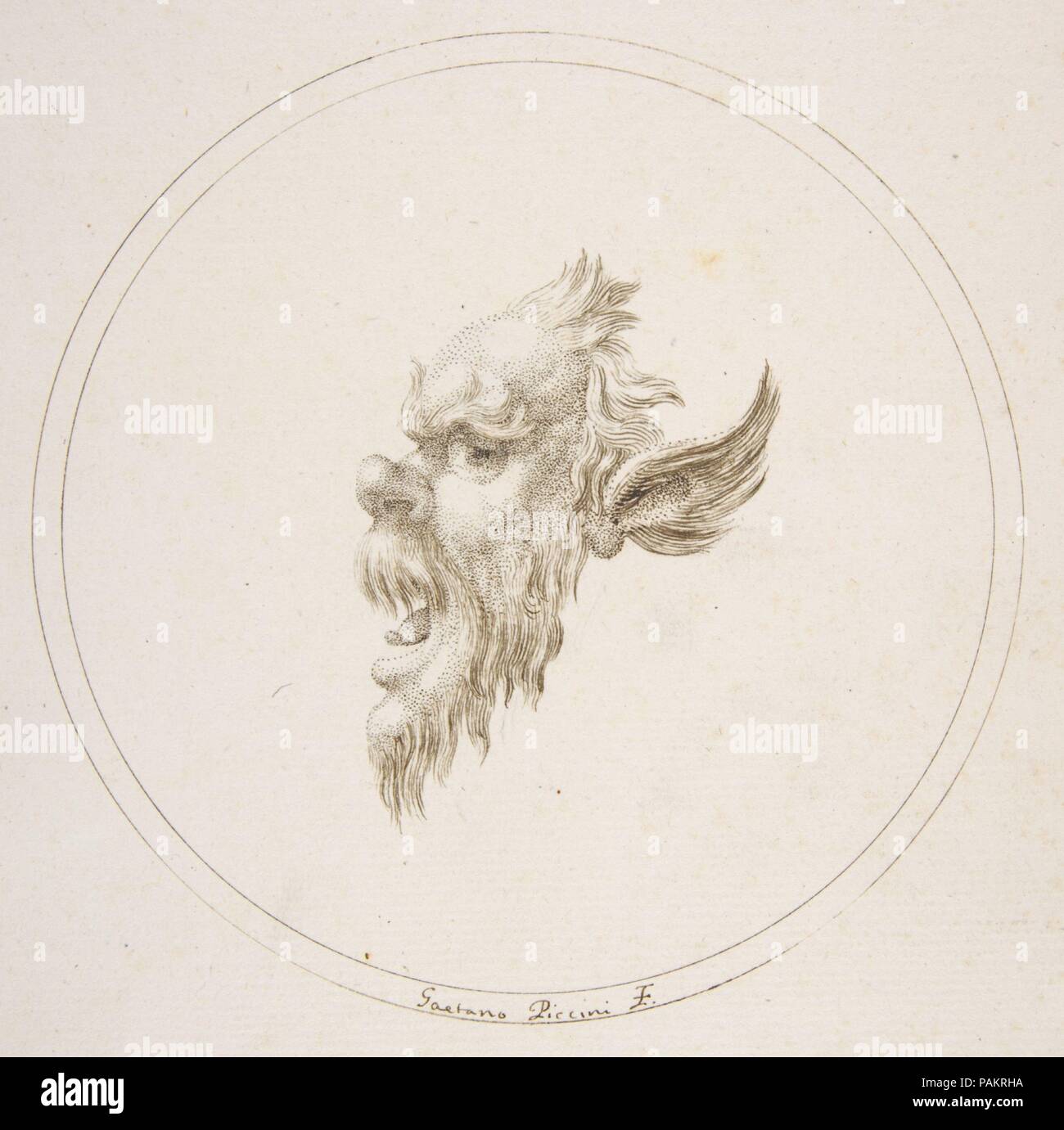 Small Grotesque Head Looking to the Left Within a Circle. Artist ...