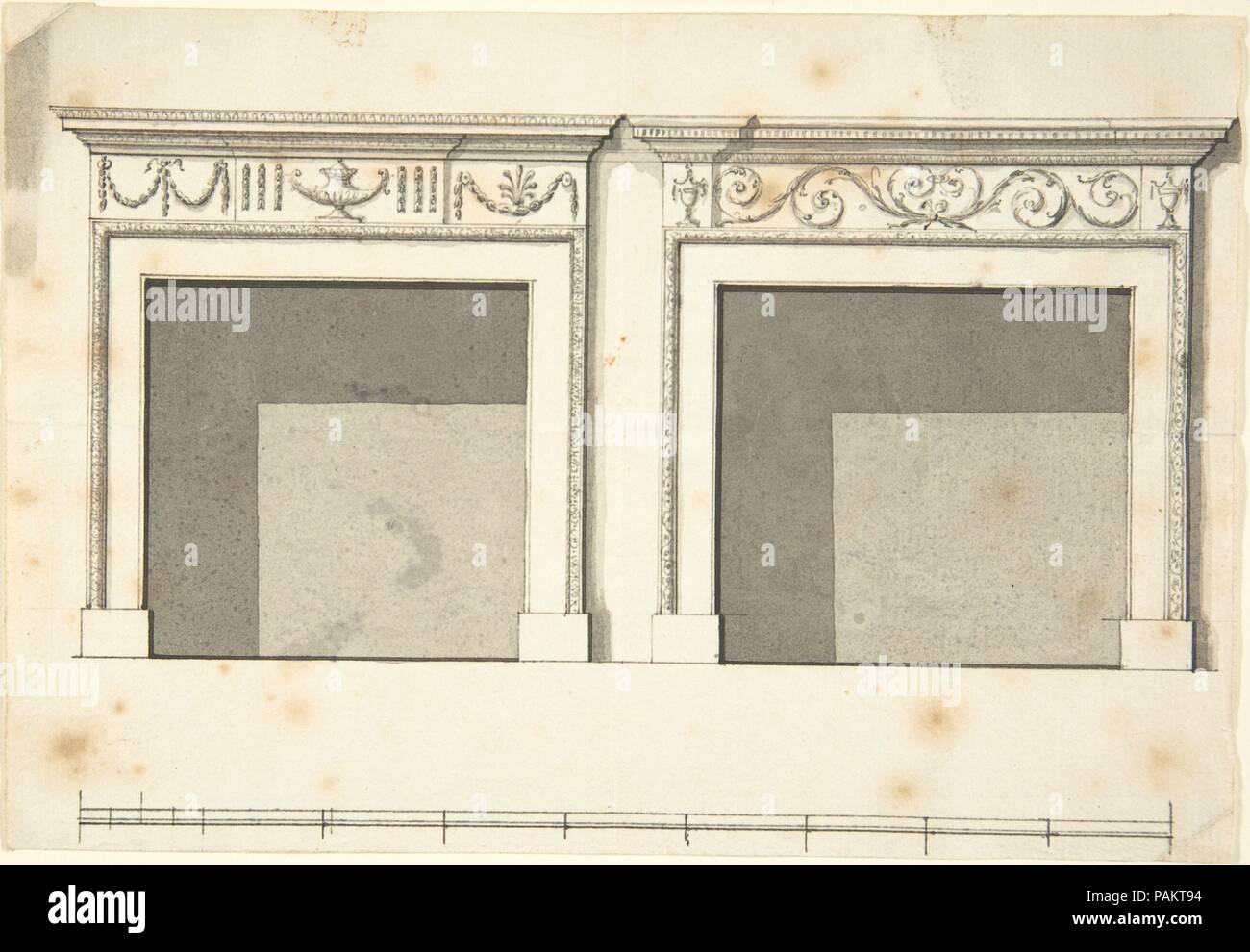 Two Designs for Mantels in the Adam Style. Artist: Anonymous, British ...