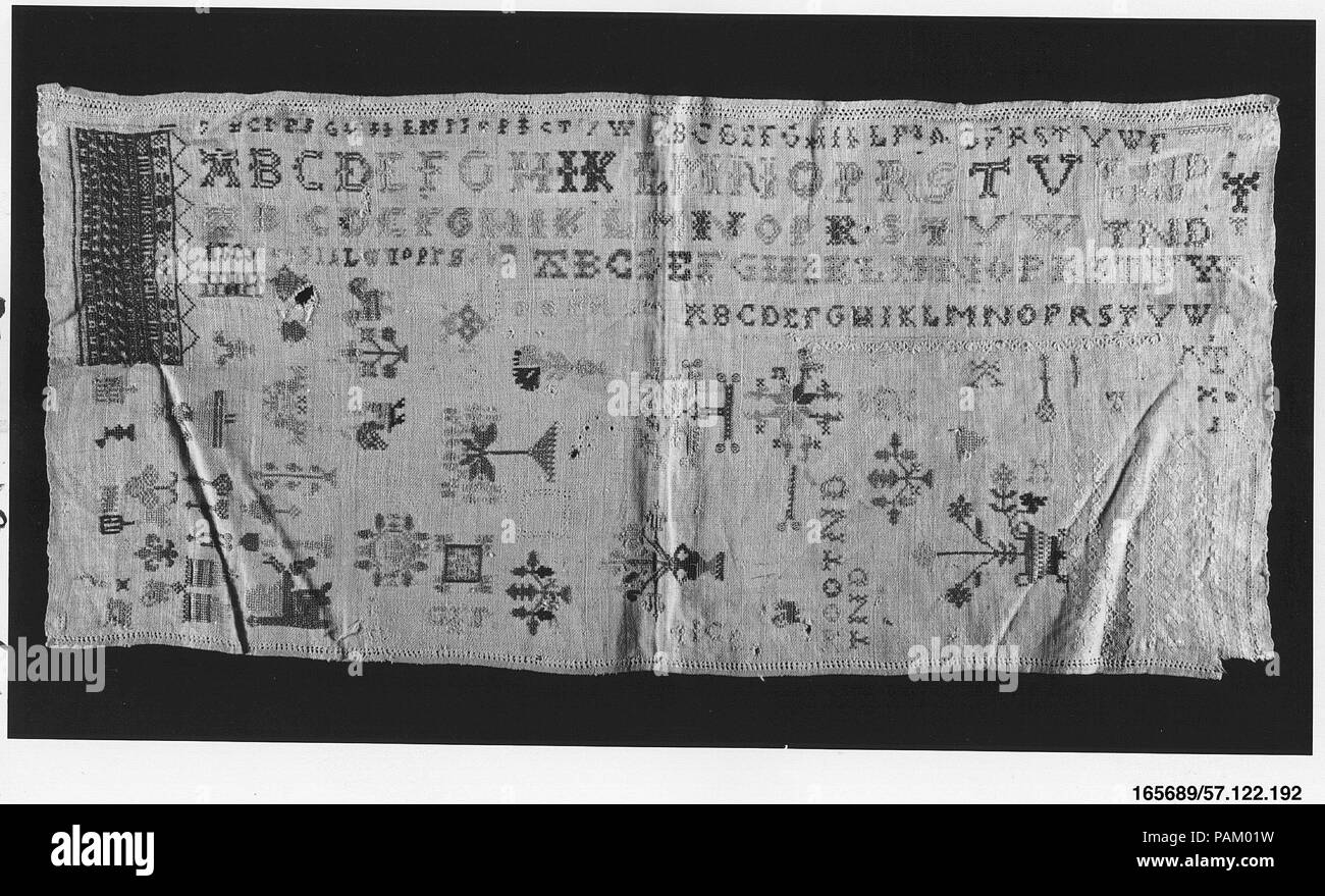 Sampler. Culture: Dutch. Dimensions: H. 12 x W. 26 inches (30.5 x 66 cm ...