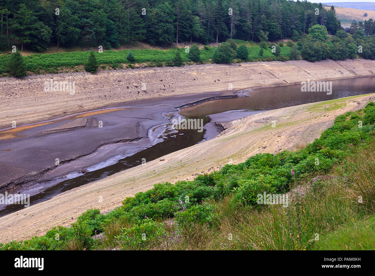 Low Water levels in the Howden Reservoir in the Upper Derwent Valley in ...