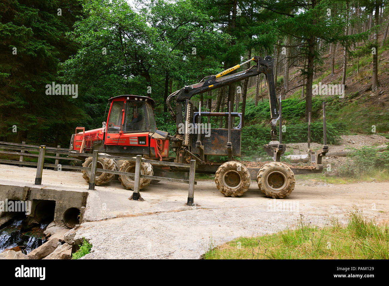 Forestry tractor and trailer used for Logging in the Upper Derwent ...
