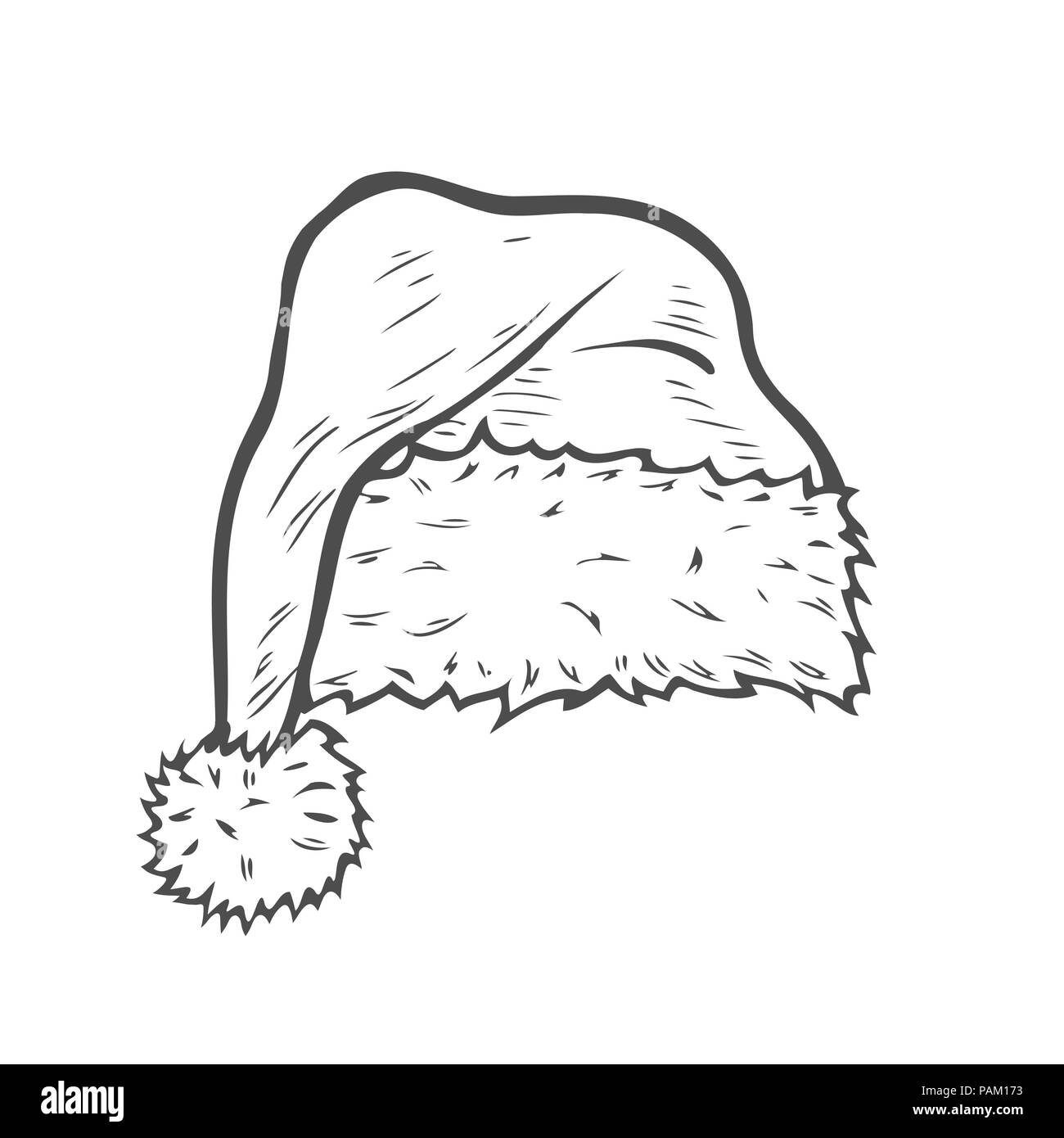 Hand drawn Sketch of Santa Hat. Doodle ink santa hat or sleeping cap ...