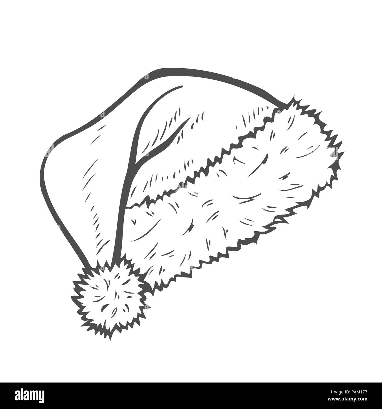 Hand drawn Sketch of Santa Hat. Doodle ink santa hat or sleeping cap ...