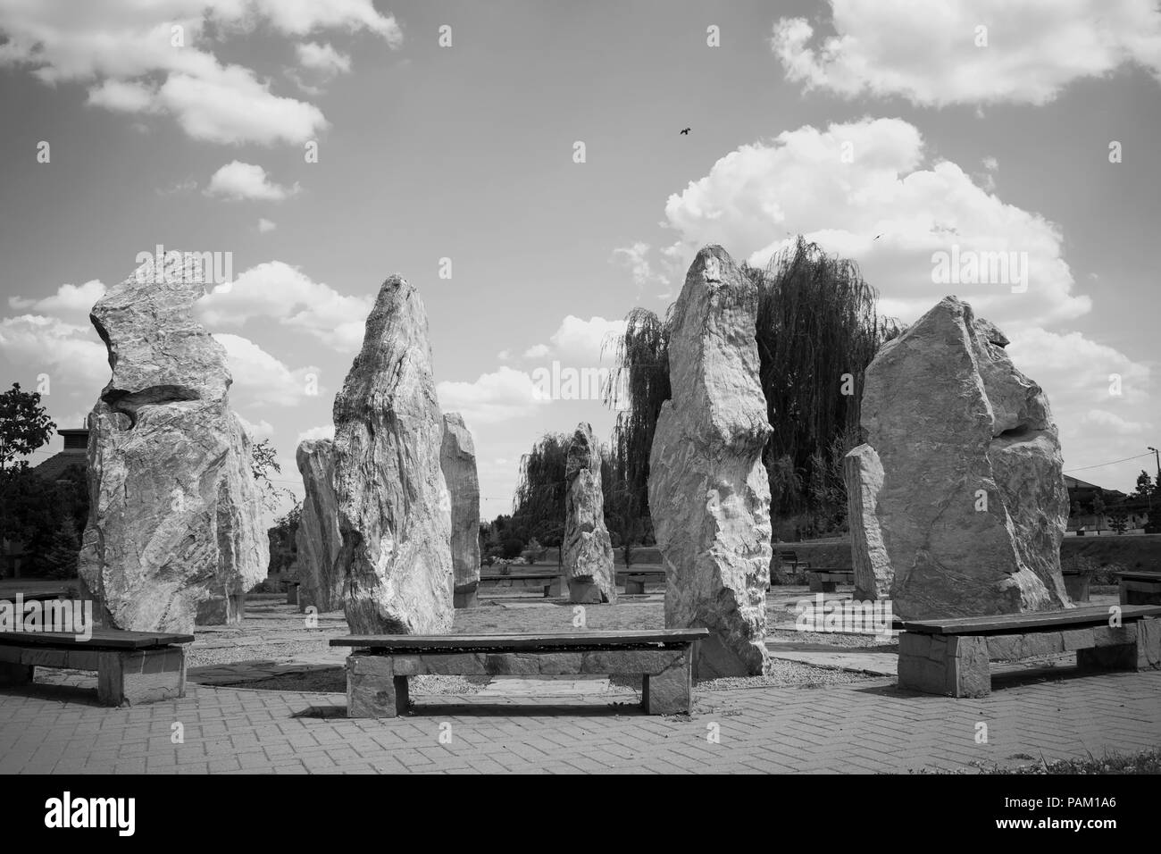Stone art in park Black and White Stock Photos & Images - Alamy
