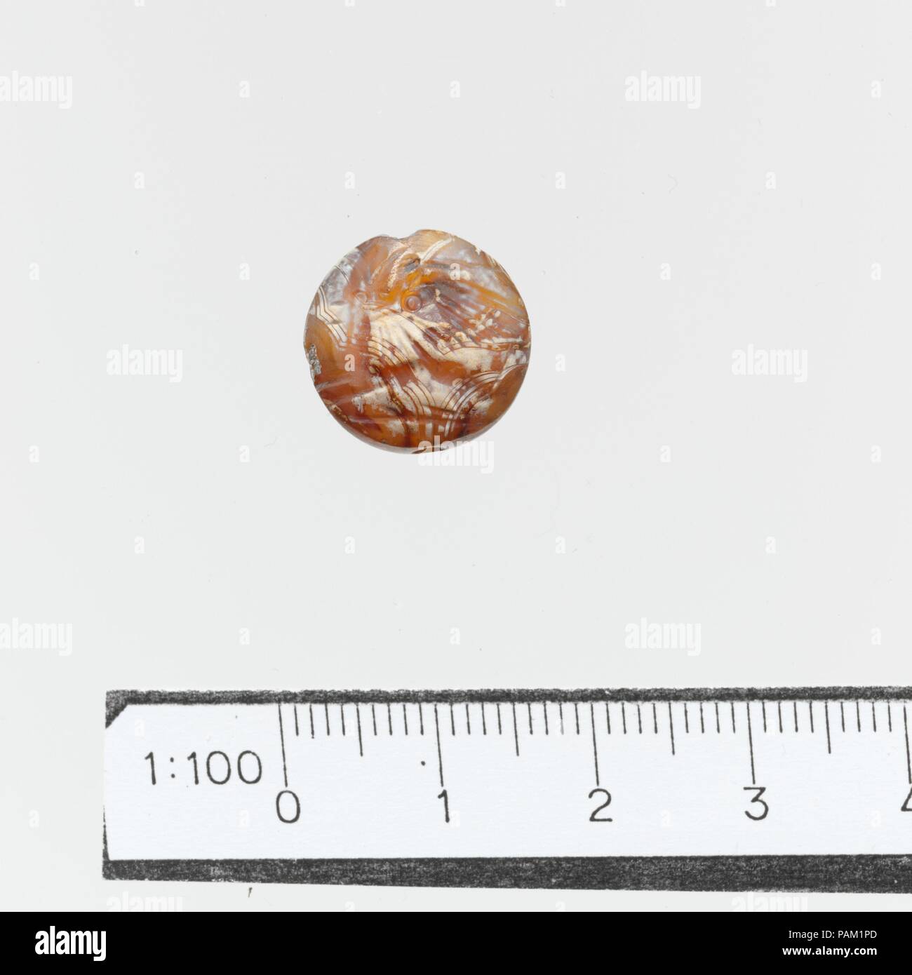 Sardonyx lentoid seal. Culture: Minoan. Dimensions: Diameter 1.4 cm ...