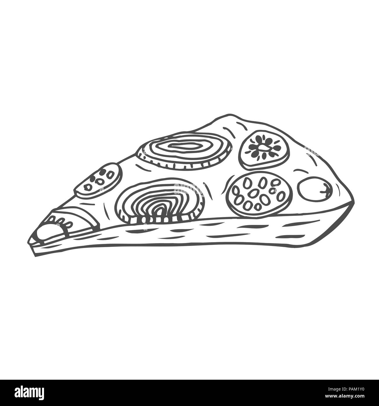 Slice of pizza vector illustration,Italian product, sketch pizza black ...