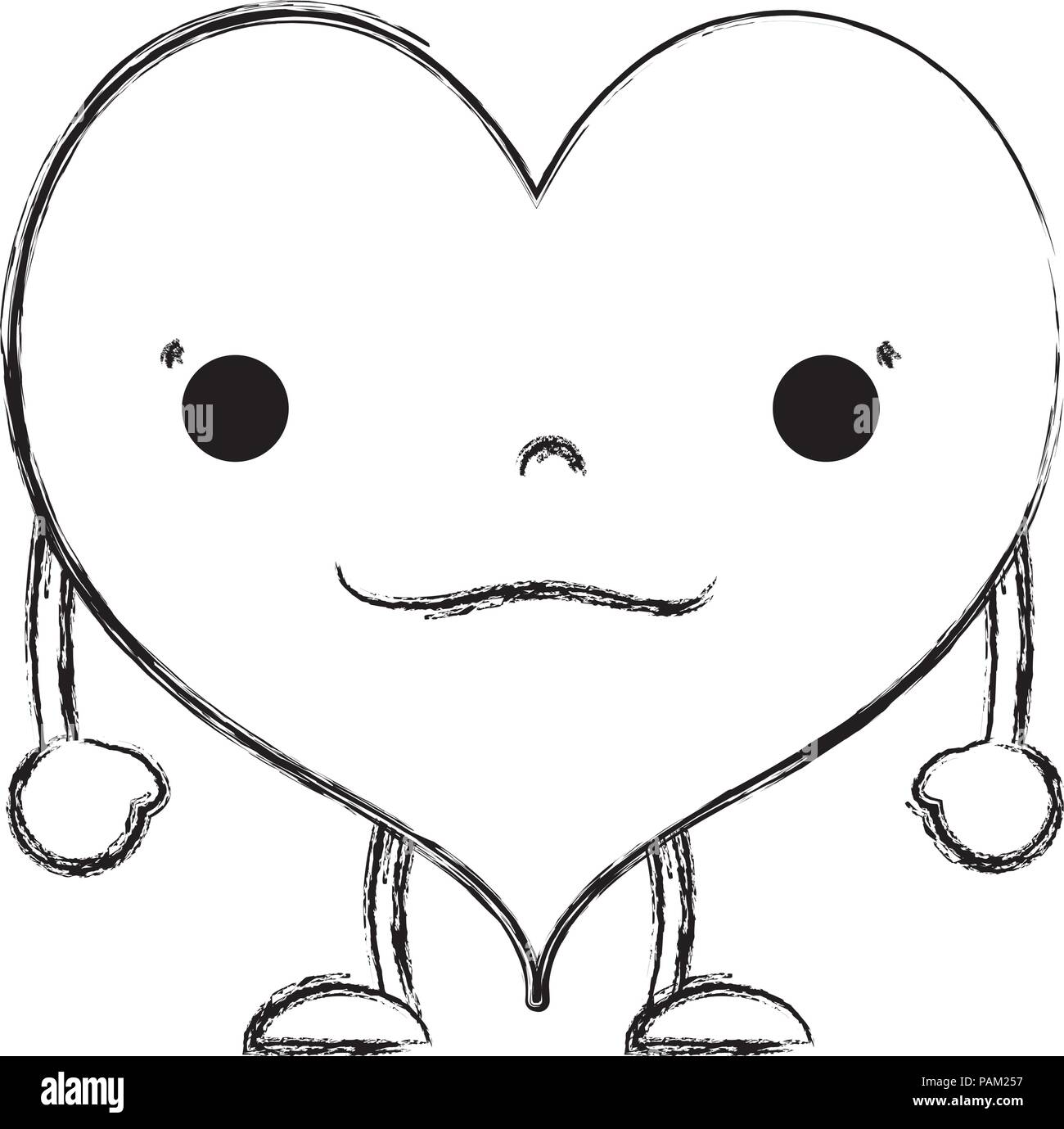 grunge kawaii curious heart with arms and legs Stock Vector Image & Art ...