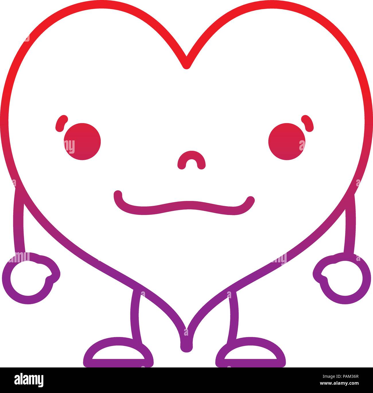 degraded line kawaii curious heart with arms and legs Stock Vector ...