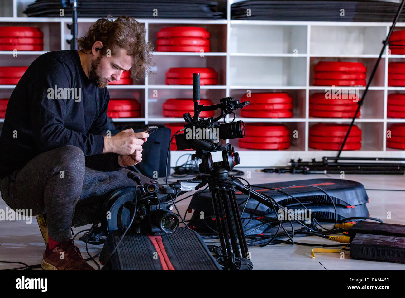 Behind the scenes of video production or video shooting Stock Photo - Alamy