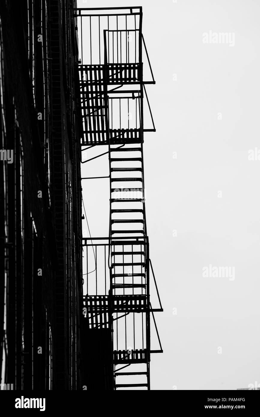 Exterior fire escape Black and White Stock Photos & Images - Alamy