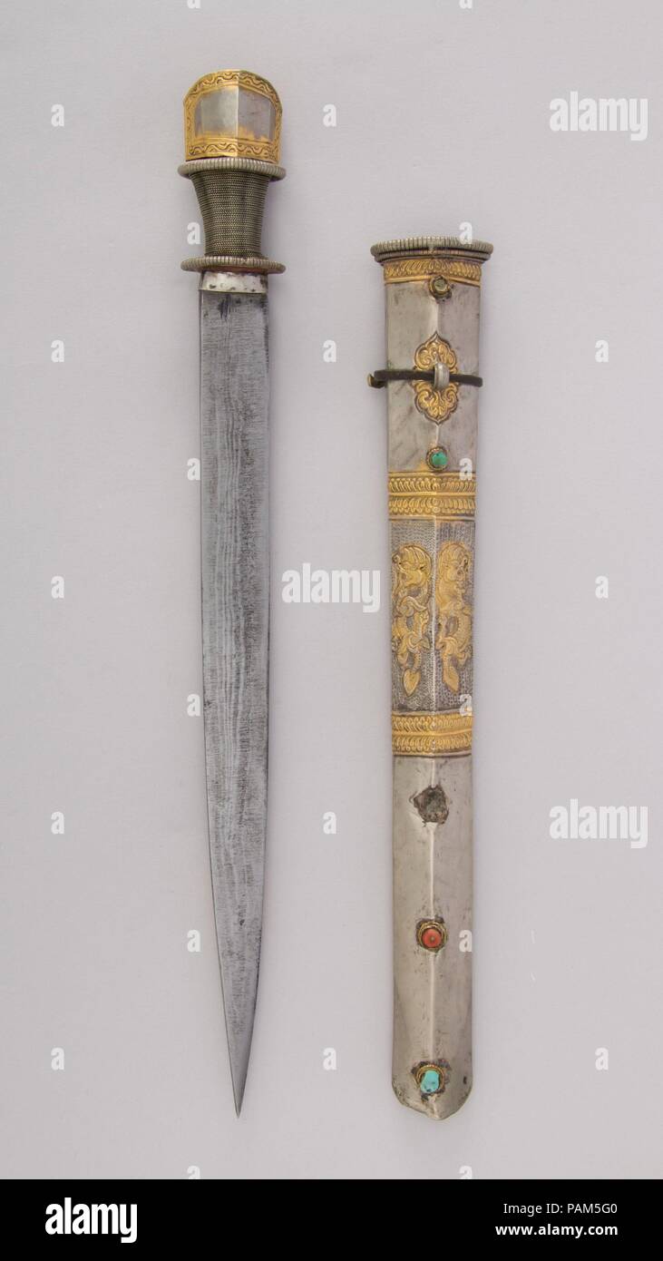 Dagger with Sheath. Culture: Bhutanese or Sikkimese. Dimensions: L ...