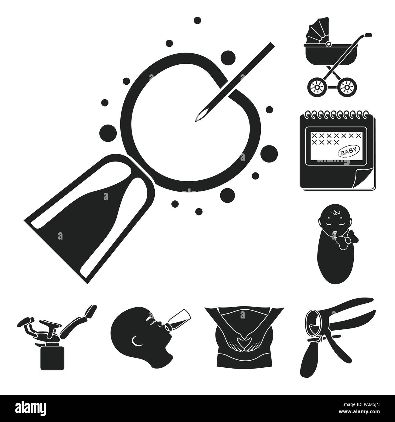 Woman and pregnancy black icons in set collection for design ...