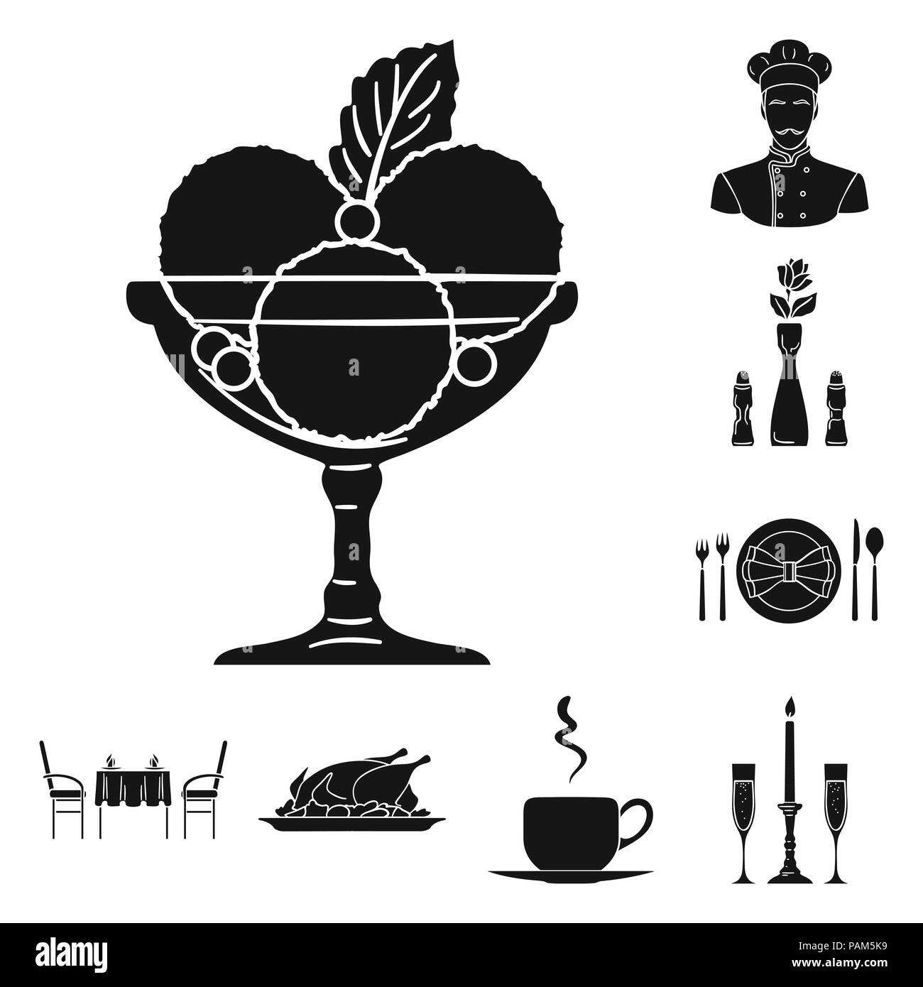 Restaurant and bar black icons in set collection for design. Pleasure ...