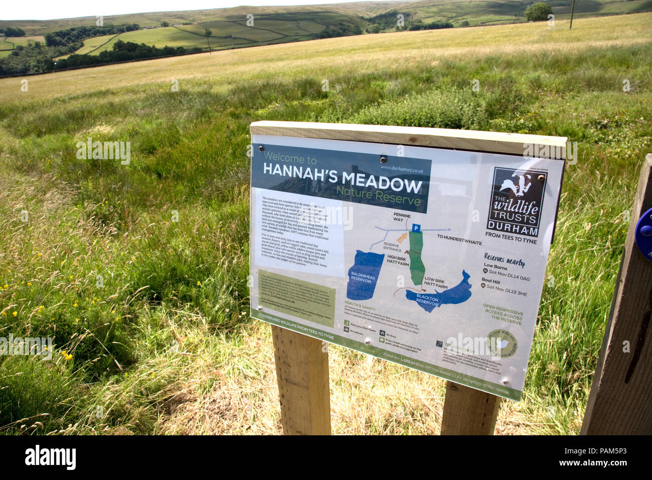 Signboard at edge of Hannah's meadow Nature Reserve SSI Durham Wildlife ...