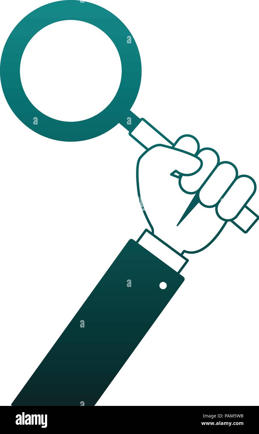 Hand holding magnifying glass blue lines Stock Vector Image & Art - Alamy