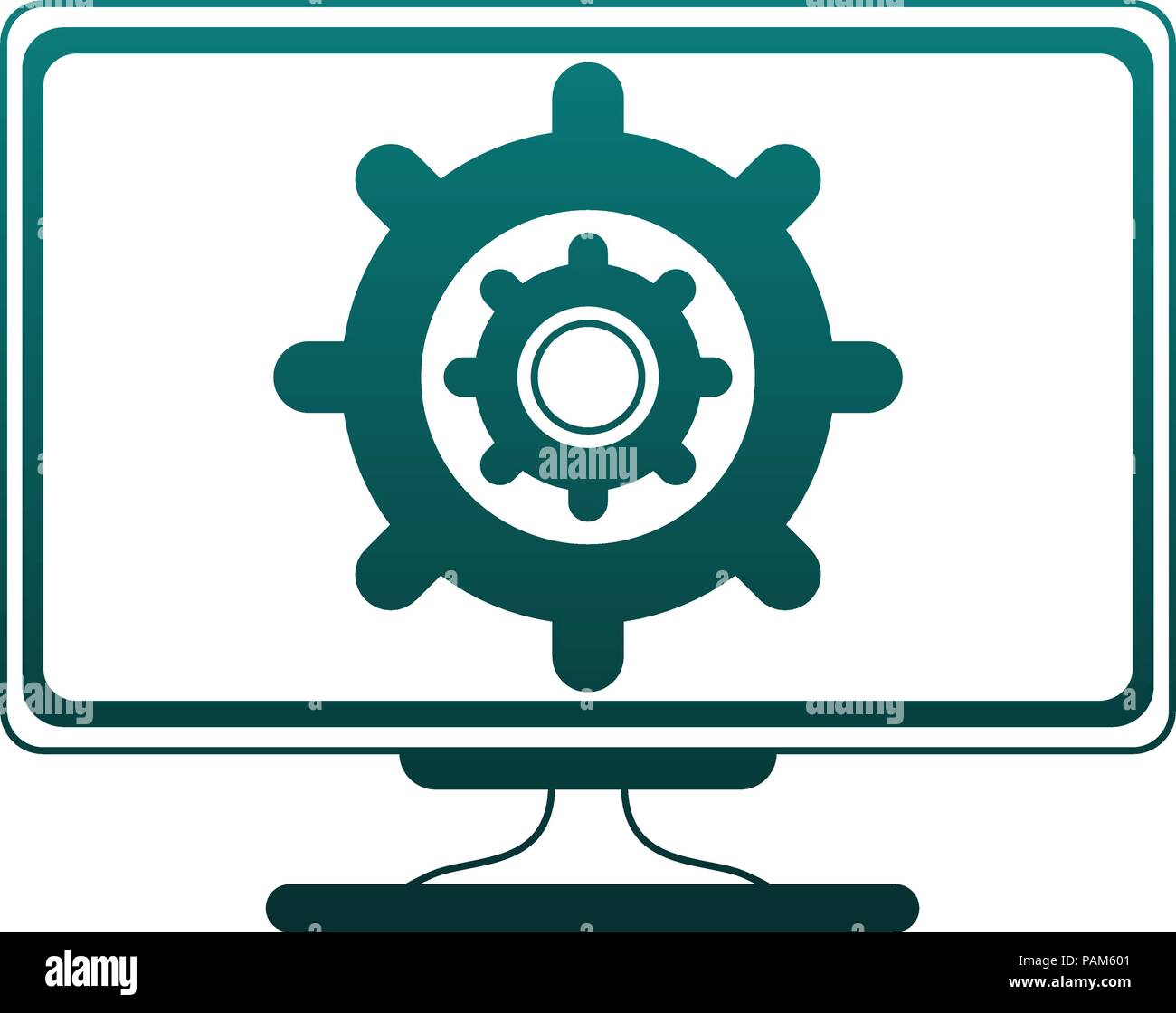 Gear on computer screen blue lines Stock Vector Image & Art - Alamy