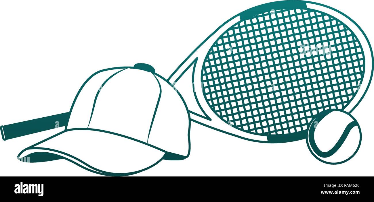 Tennis racket and hat with ball blue lines Stock Vector Image & Art - Alamy
