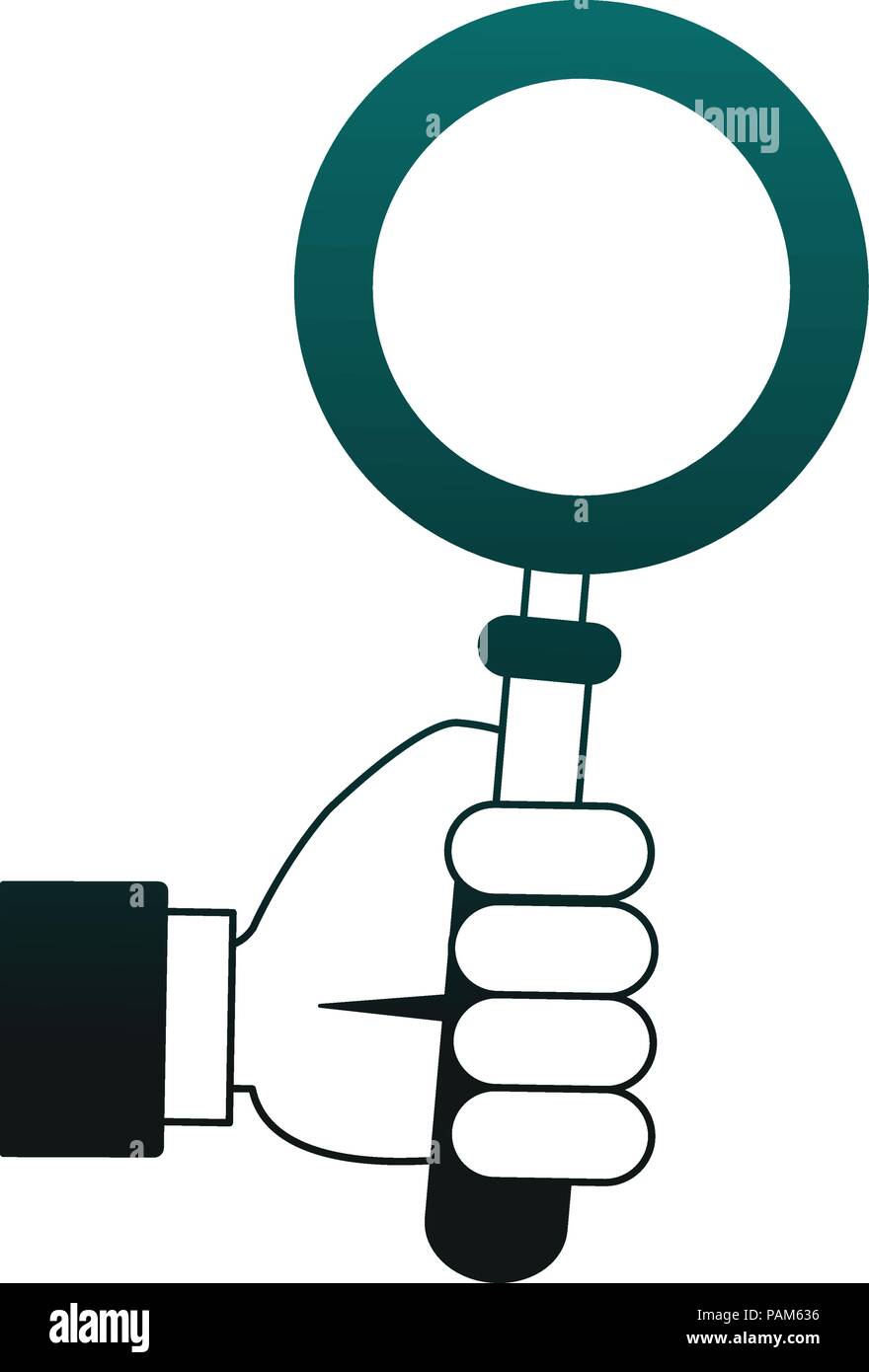 Hand holding magnifying glass blue lines Stock Vector Image & Art - Alamy