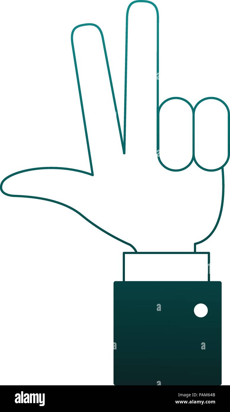 Hand three number sign blue lines Stock Vector Image & Art - Alamy