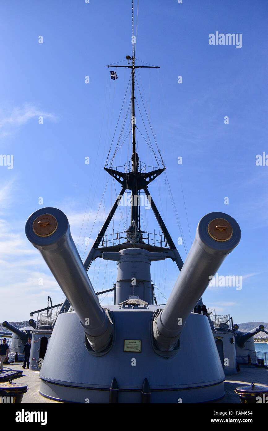 Marina Flisvos, Athens - April 2 2017: Averof battleship and museum ...