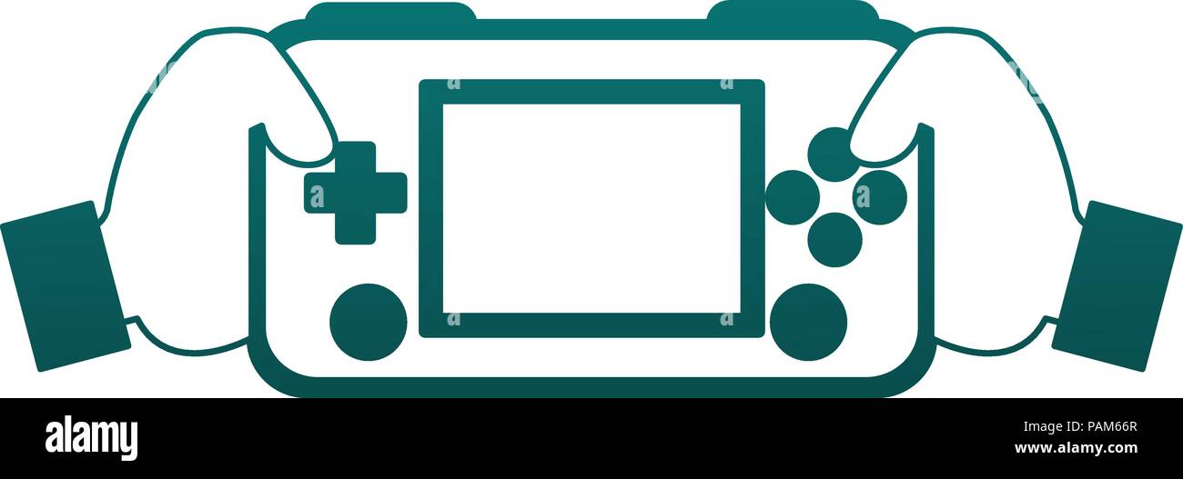 Retro videogame console portable blue lines Stock Vector Image & Art ...