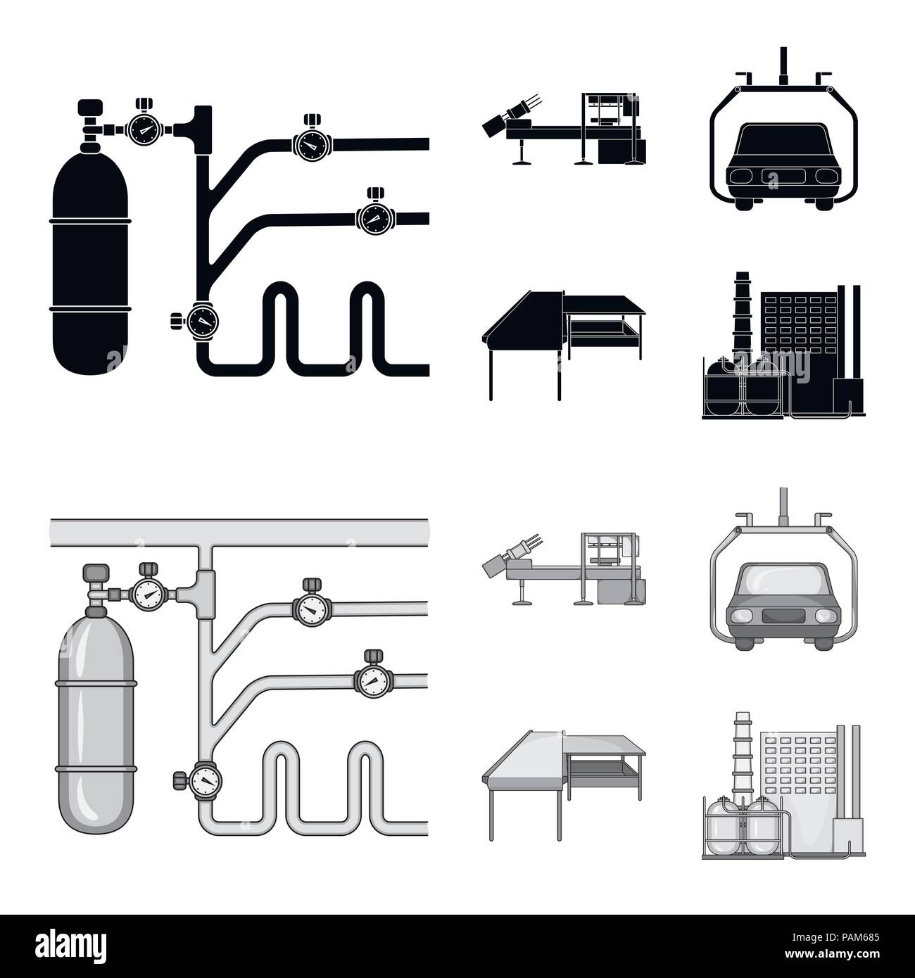 Automotive industry and other icon in black,monochrom style.New ...