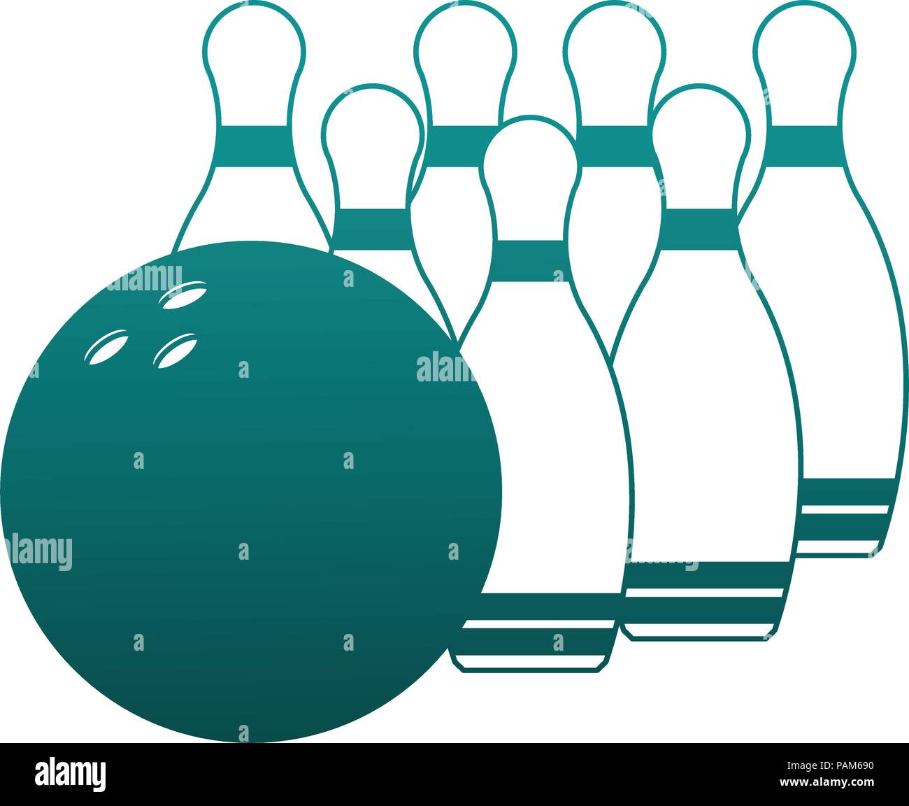 Bowling ball and pins blue lines Stock Vector Image & Art - Alamy