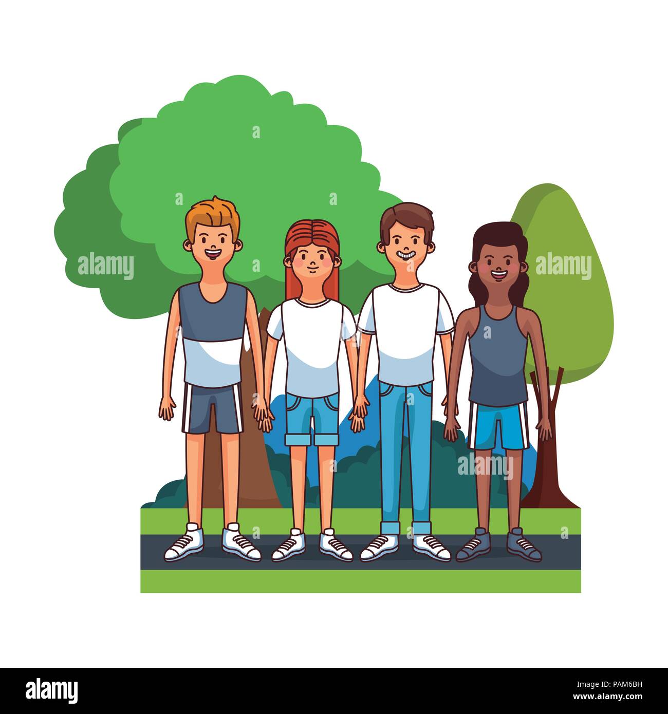 Young friends cartoons Stock Vector Image & Art - Alamy