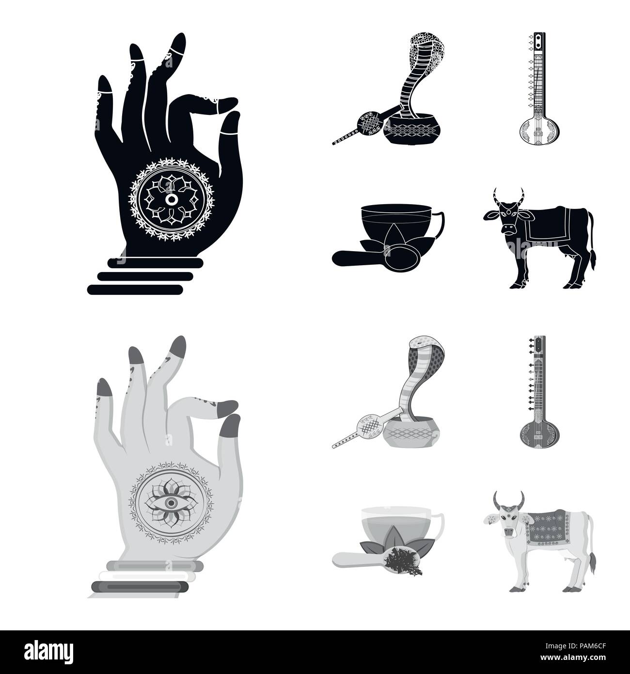 Country India black,monochrom icons in set collection for design.India ...