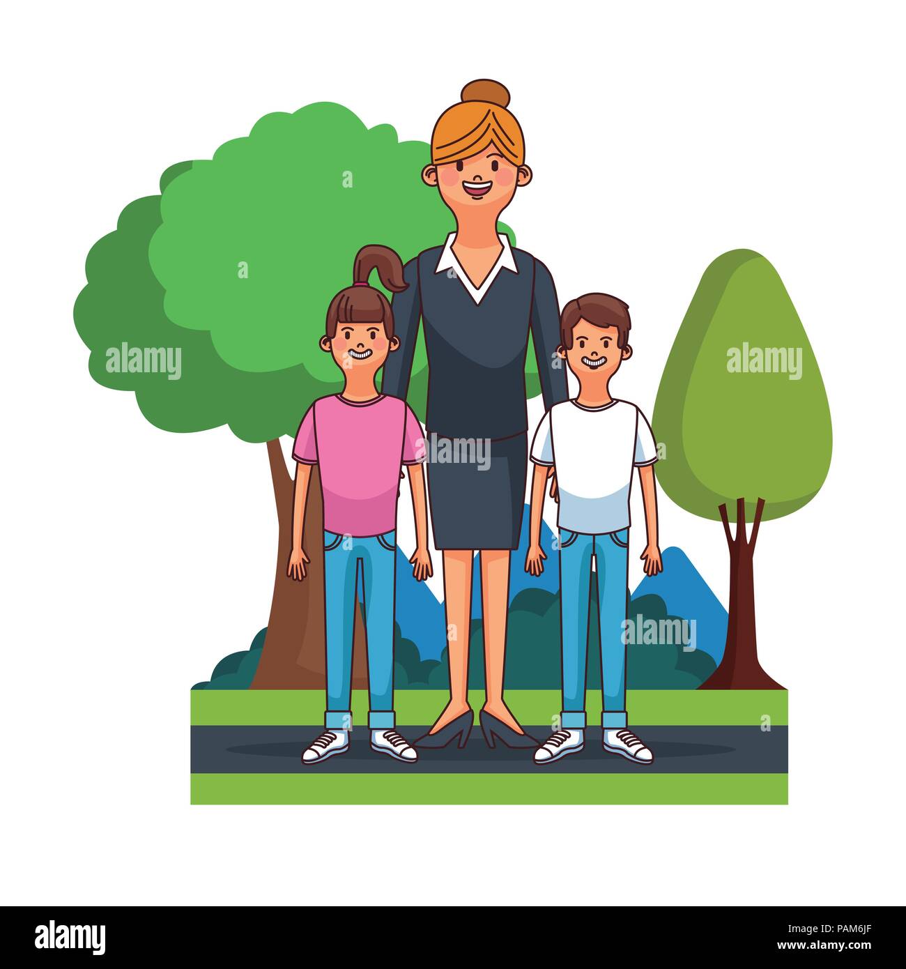 Cute family at park cartoon Stock Vector Image & Art - Alamy