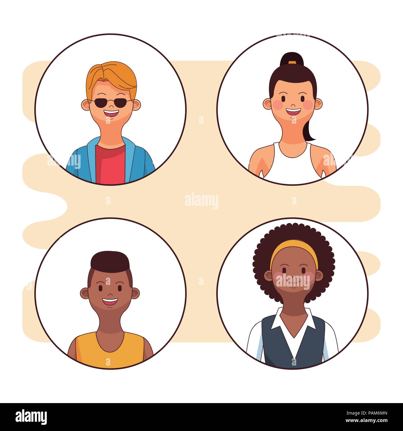 Young people round icons Stock Vector Image & Art - Alamy