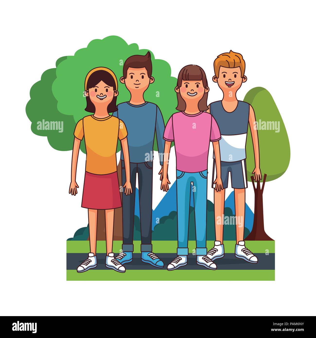 Young friends cartoons Stock Vector Image & Art - Alamy