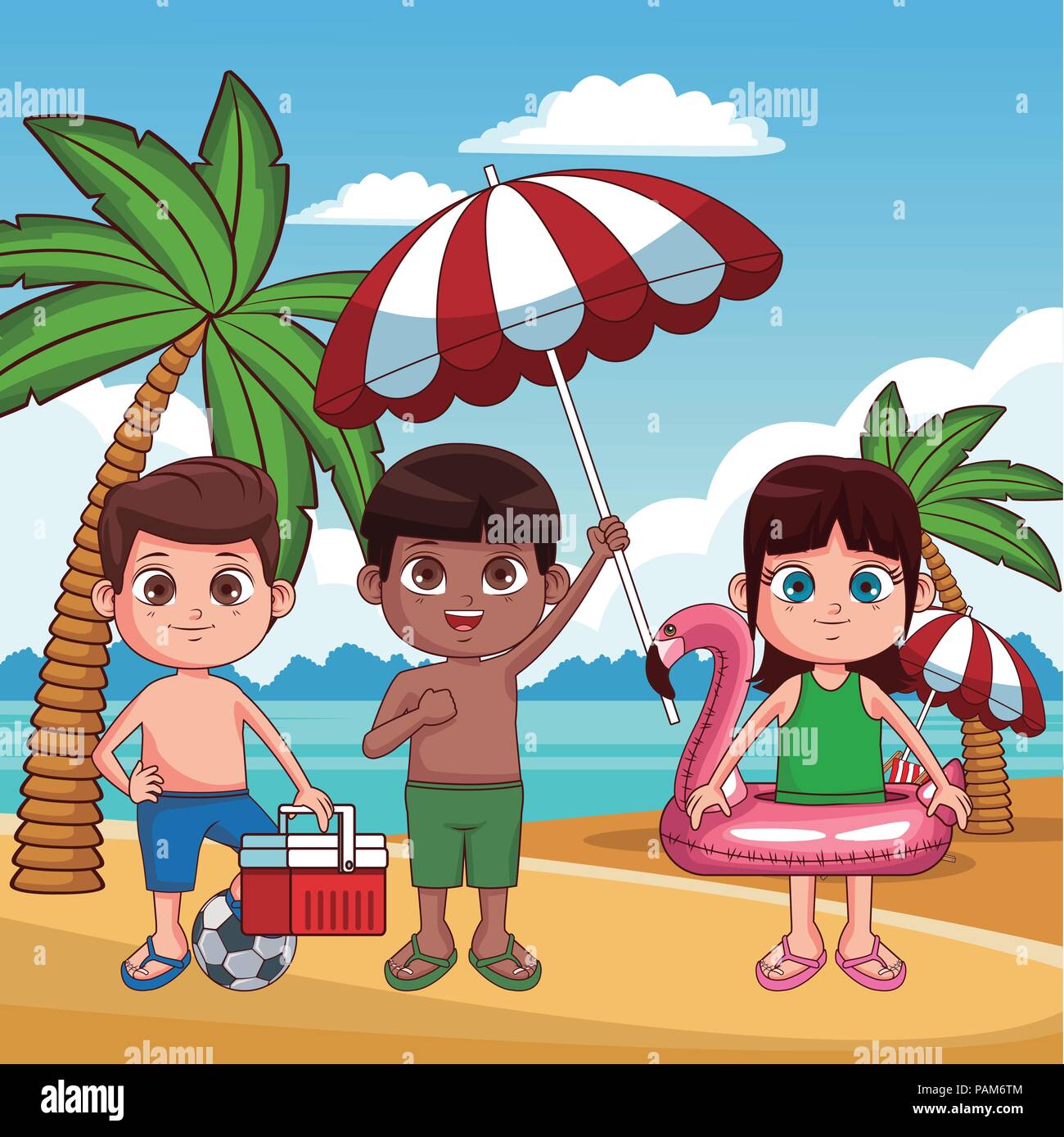 Kids and beach cute cartoons Stock Vector Image & Art - Alamy