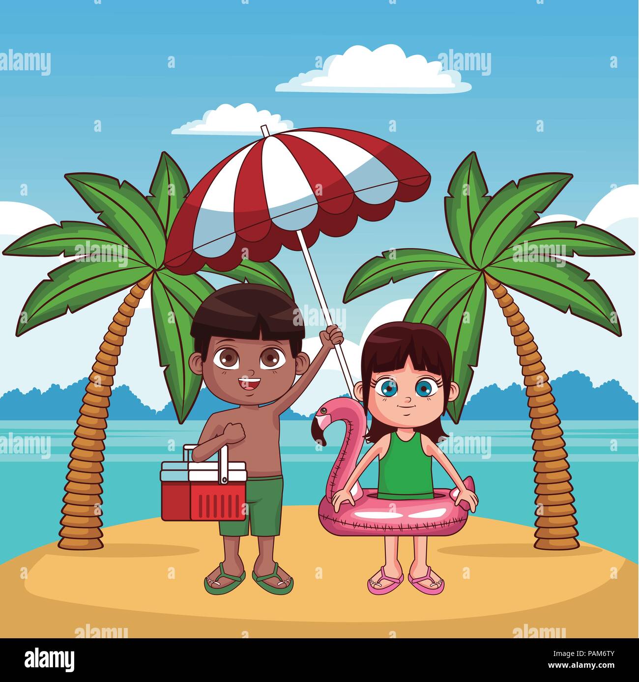 Kids and beach cute cartoons Stock Vector Image & Art - Alamy