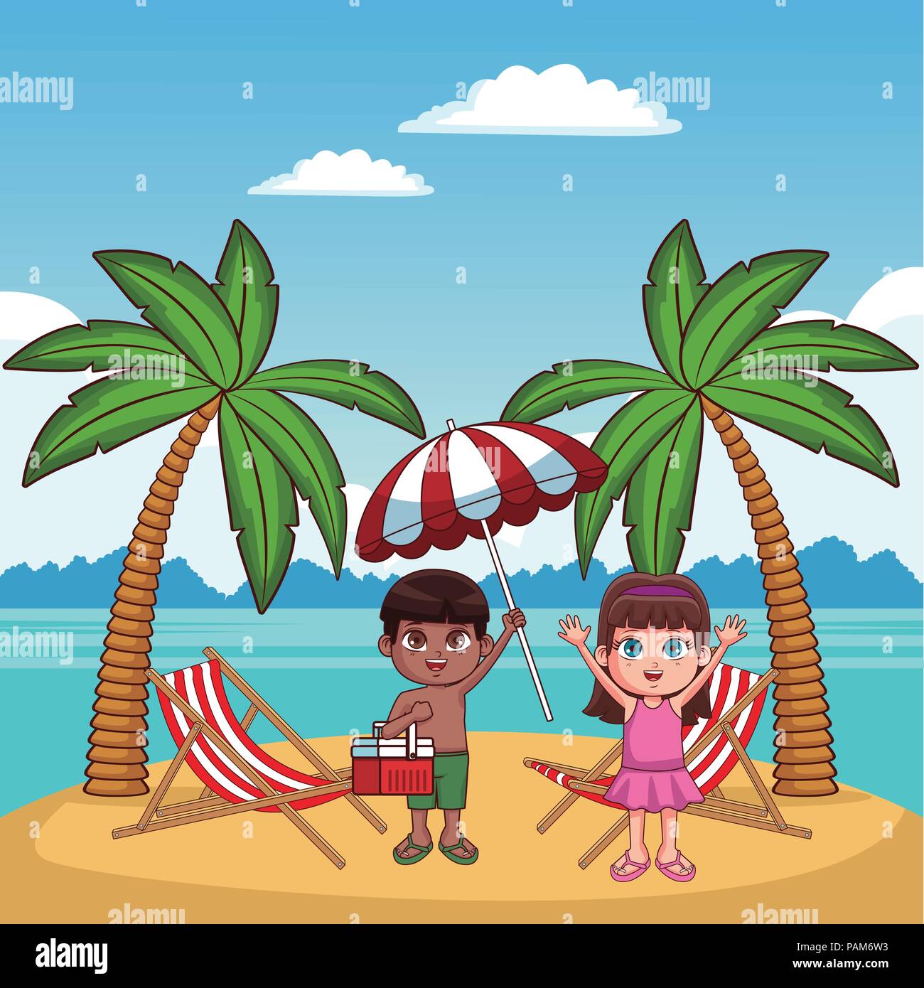 Kids and beach cute cartoons Stock Vector Image & Art - Alamy