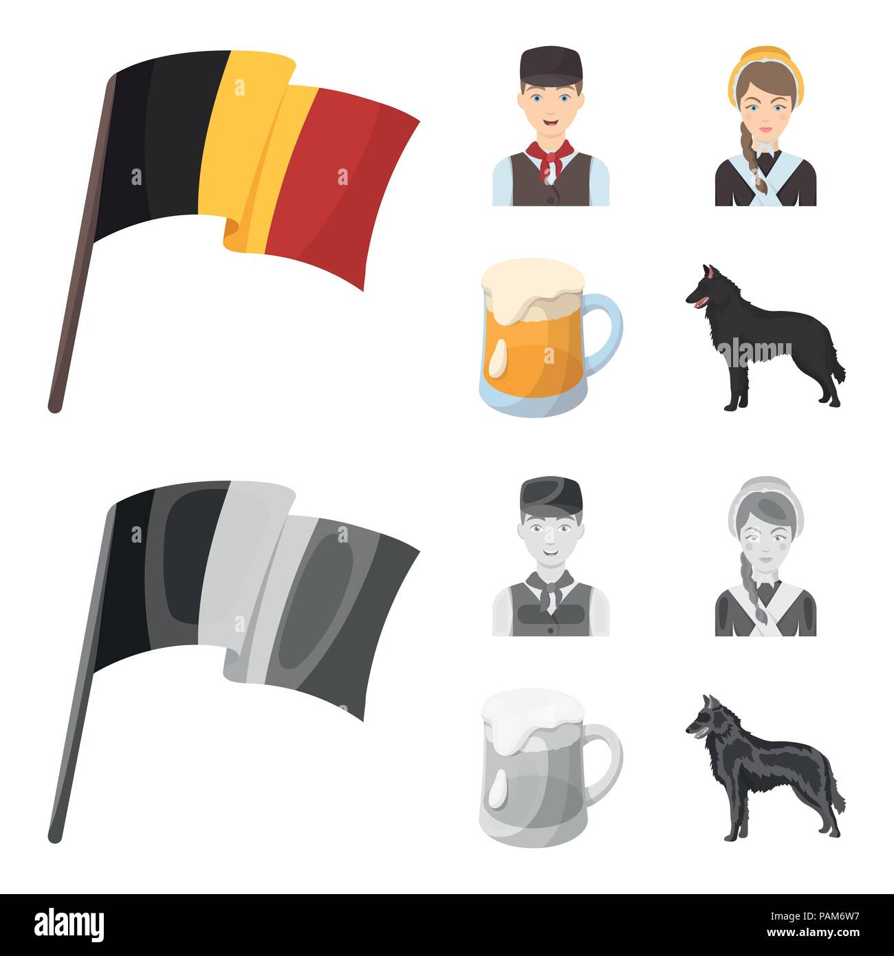 National flag, belgians and other symbols of the country.Belgium set ...