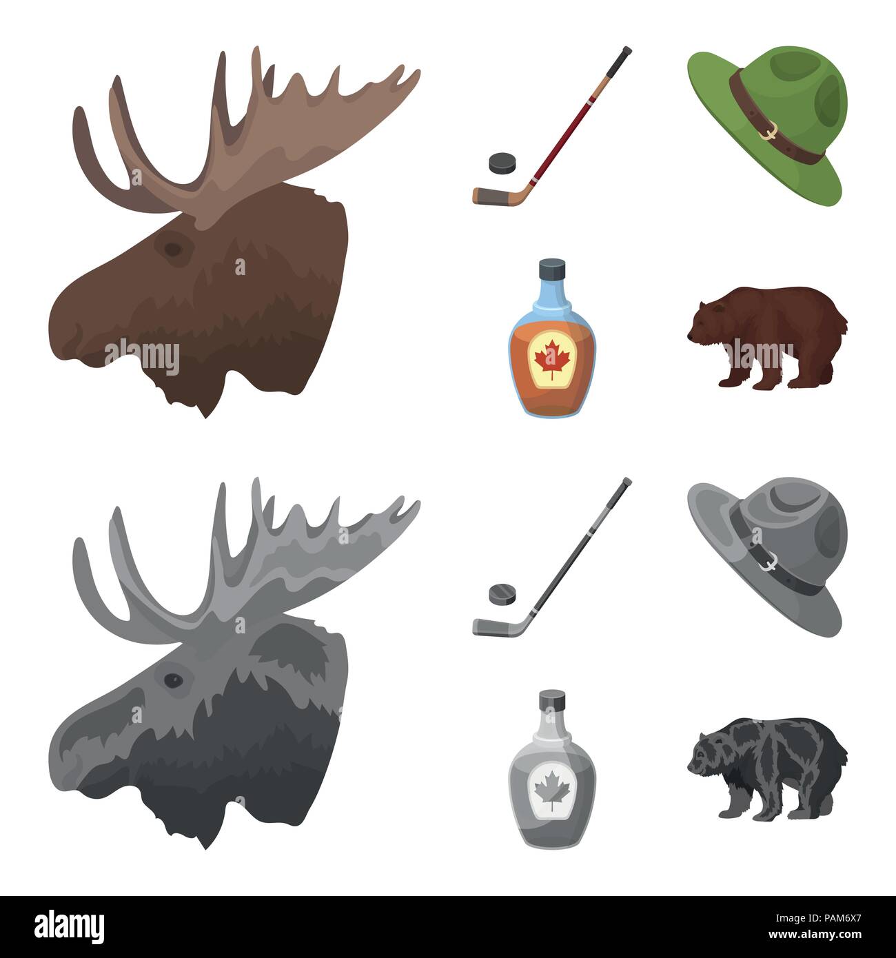 Canadian Culture Icons Set Cartoon High Resolution Stock Photography ...
