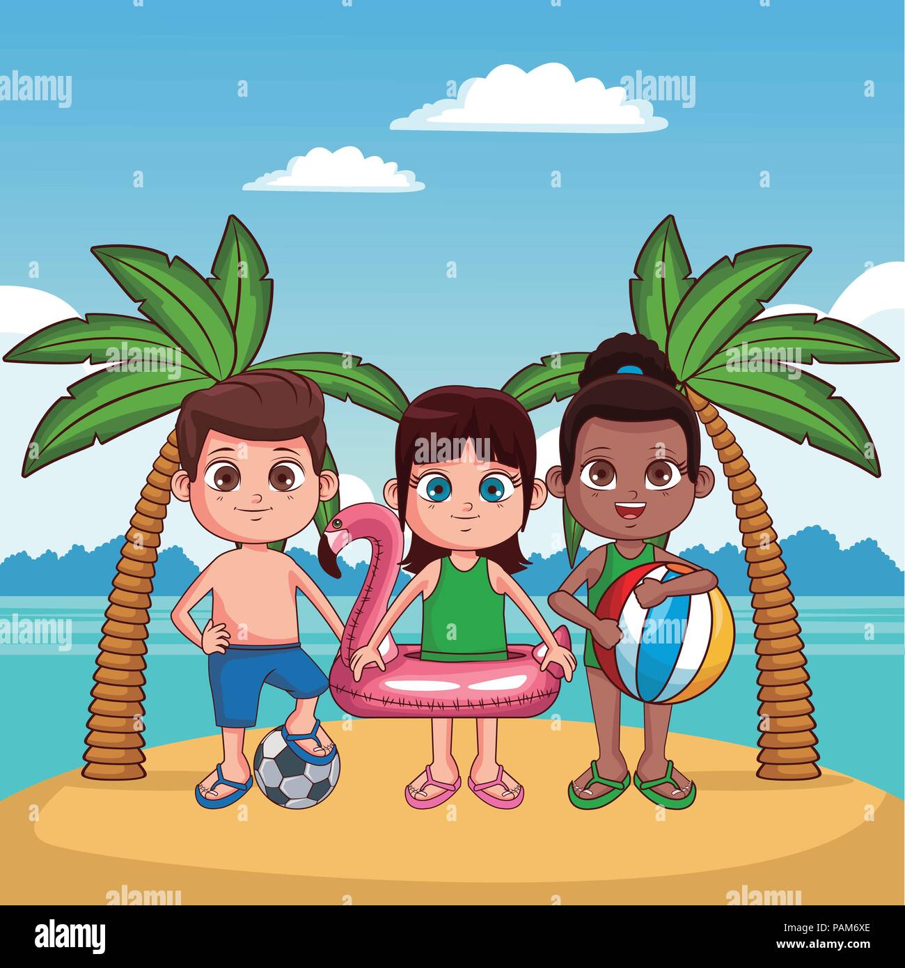 Kids and beach cute cartoons Stock Vector Image & Art - Alamy