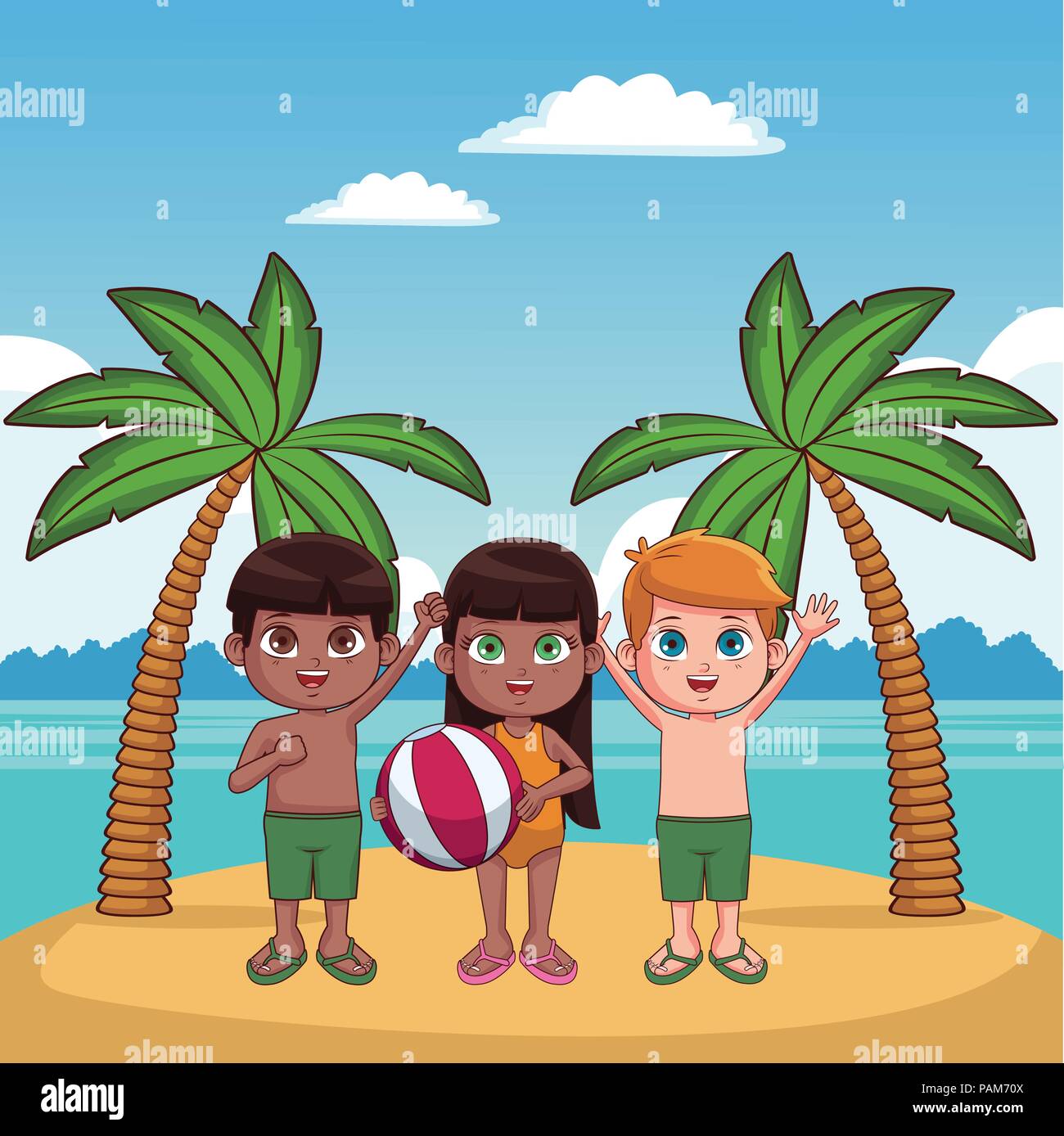 Kids and beach cute cartoons Stock Vector Image & Art - Alamy