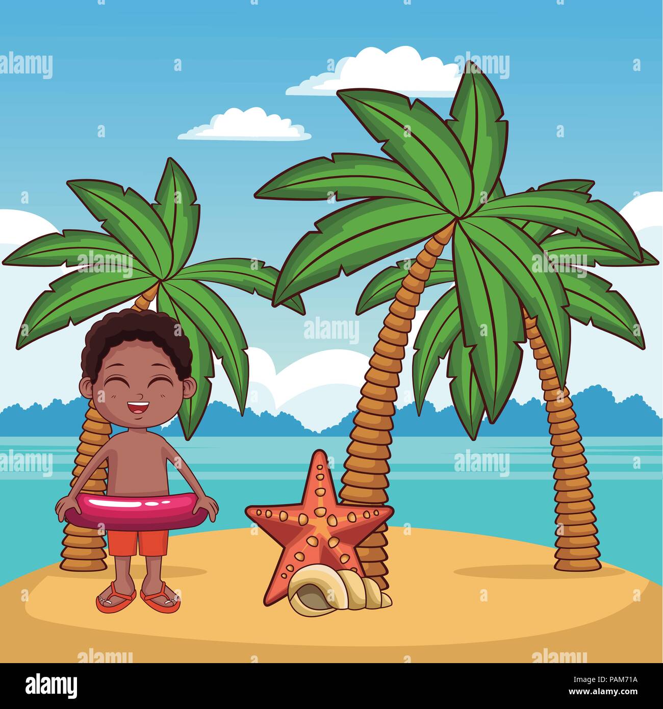Kidsand beach cute cartoons Stock Vector Image & Art - Alamy