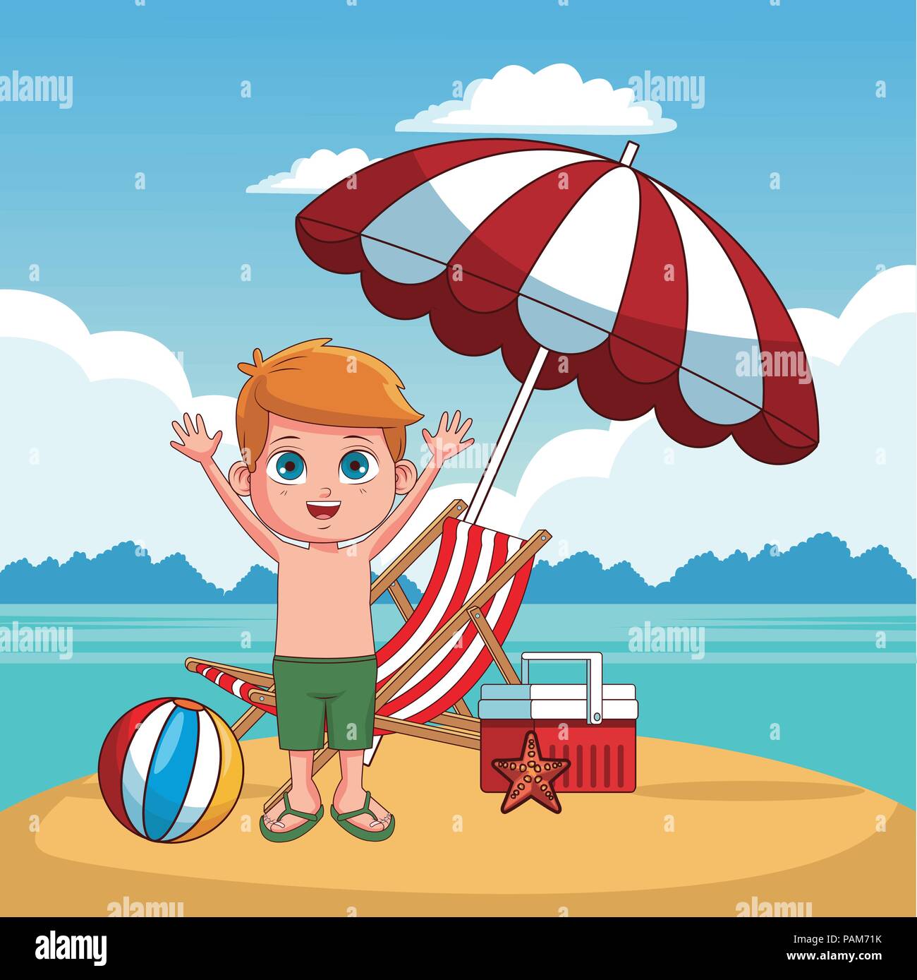 Kidsand beach cute cartoons Stock Vector Image & Art - Alamy