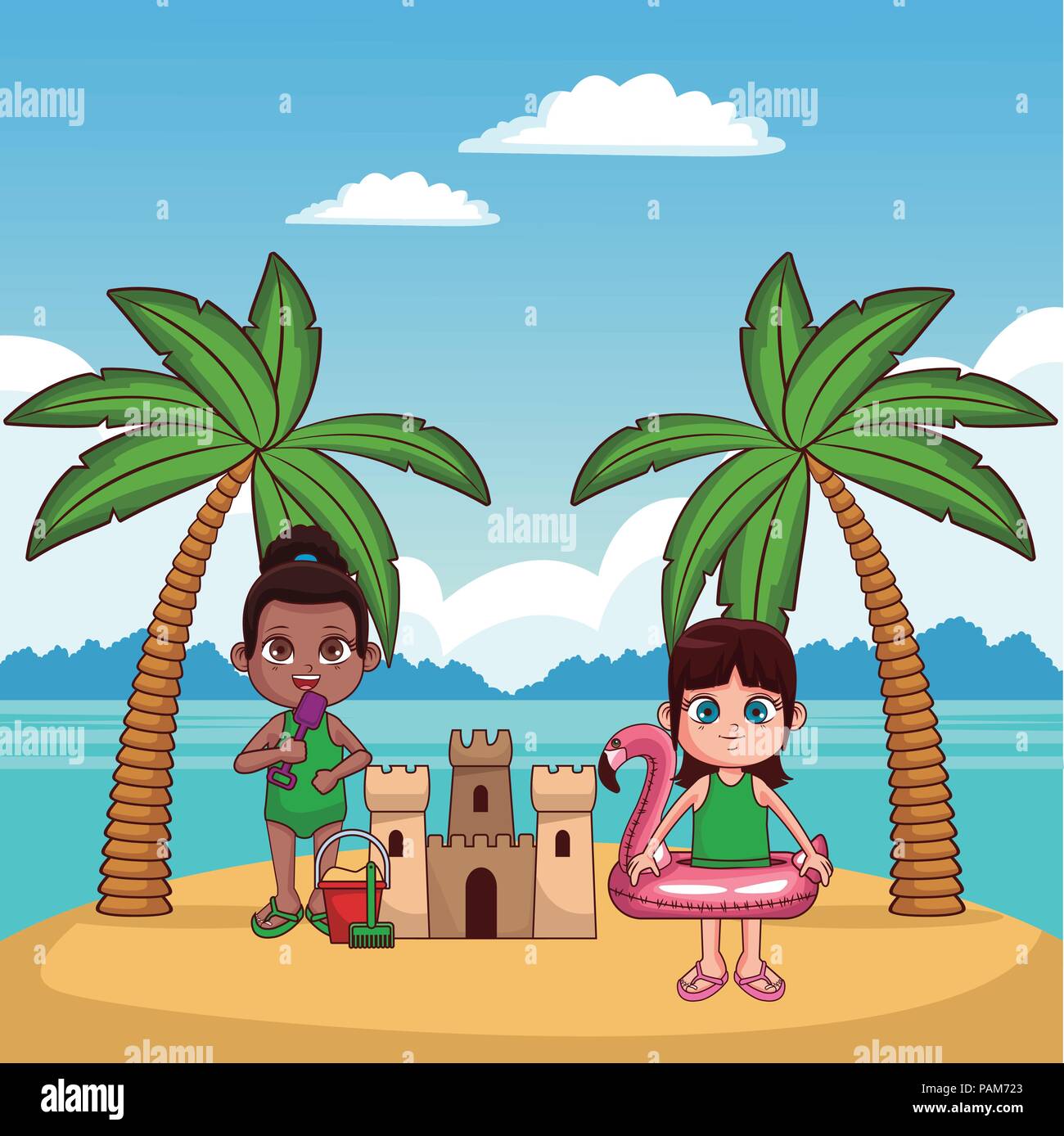Kids and beach cute cartoons Stock Vector Image & Art - Alamy