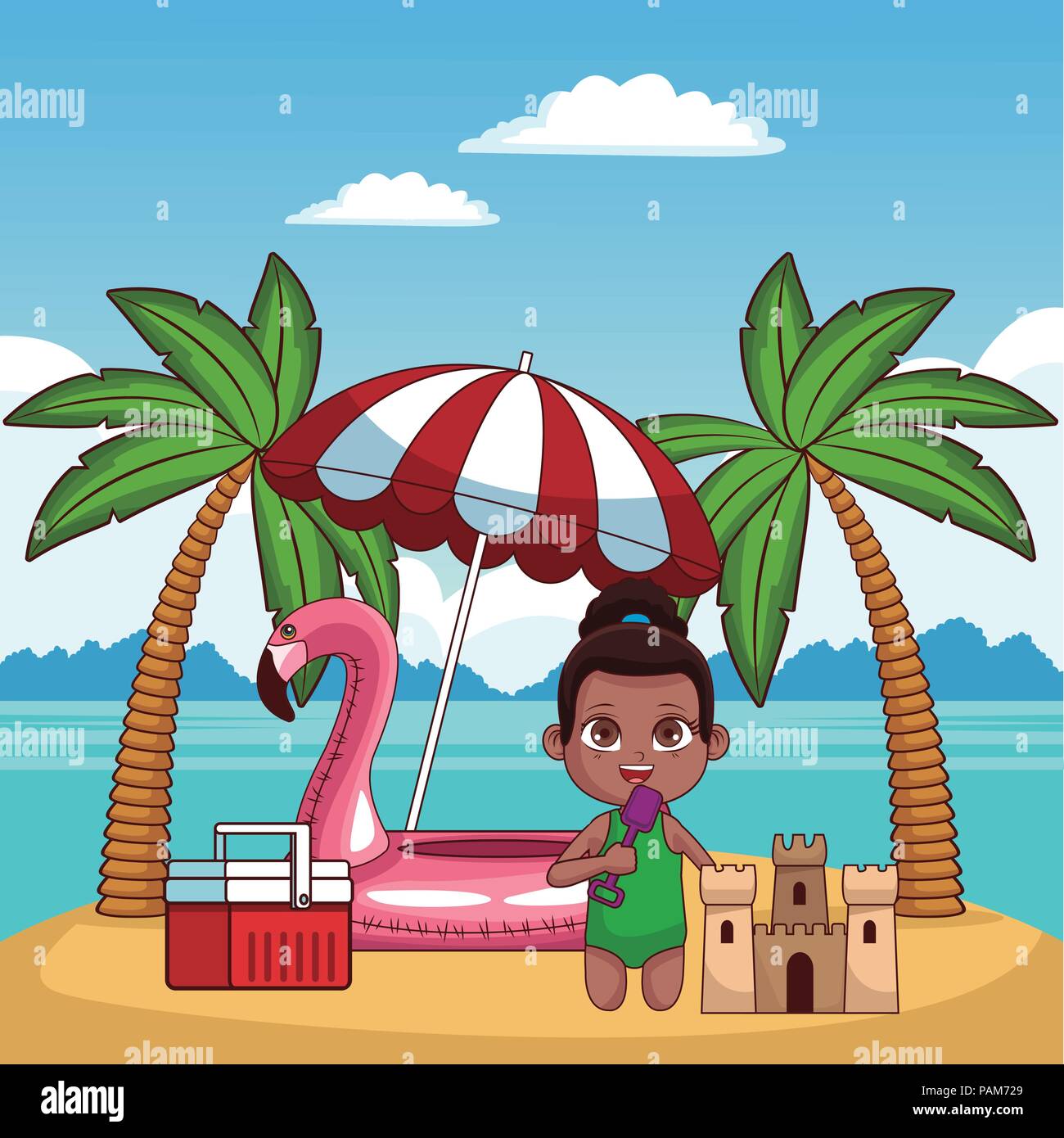 Kid and beach cute cartoons Stock Vector Image & Art - Alamy