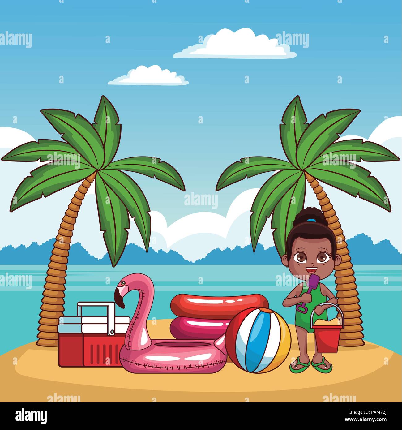 Kid and beach cute cartoons Stock Vector Image & Art - Alamy