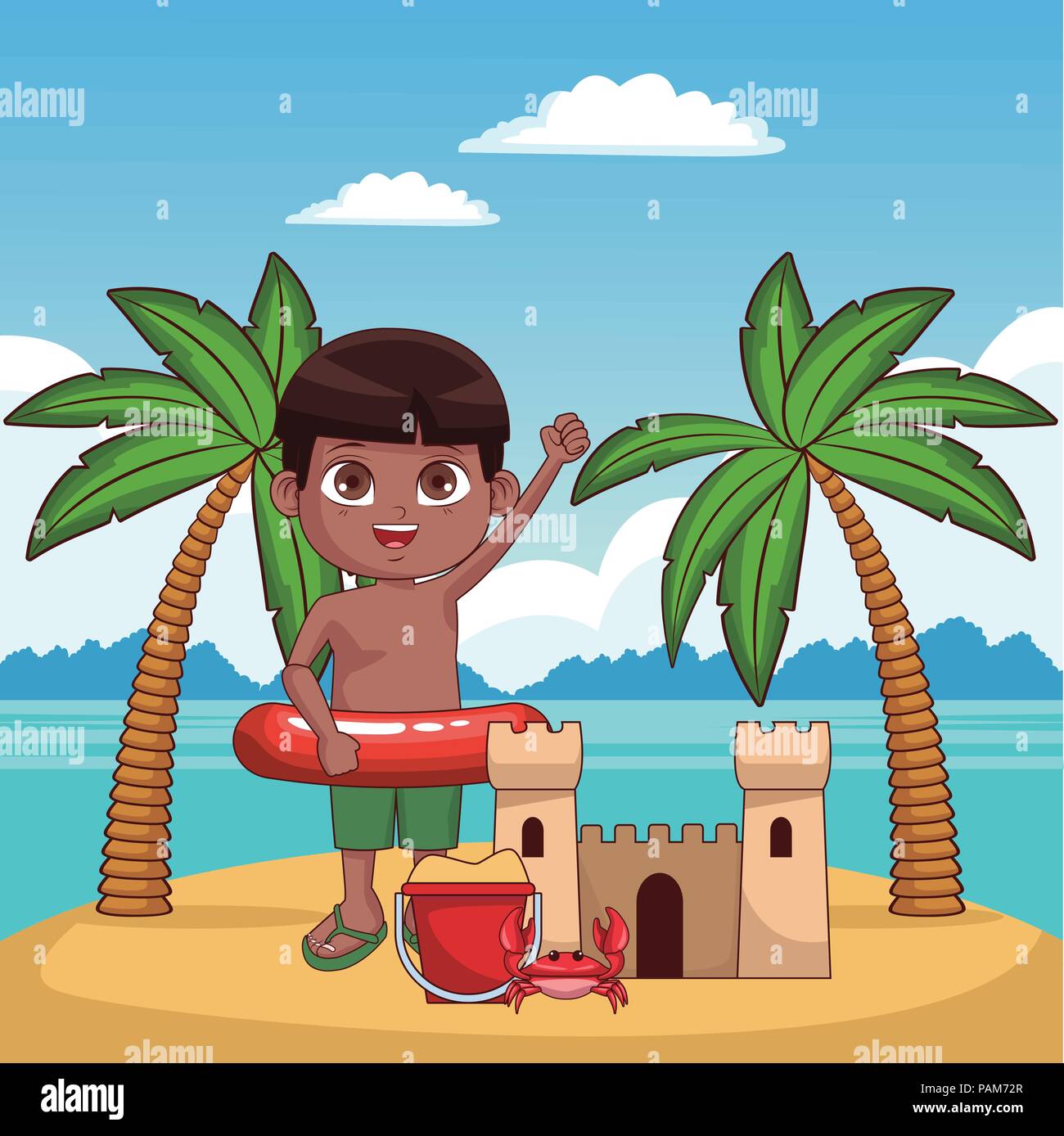 Kidsand beach cute cartoons Stock Vector Image & Art - Alamy