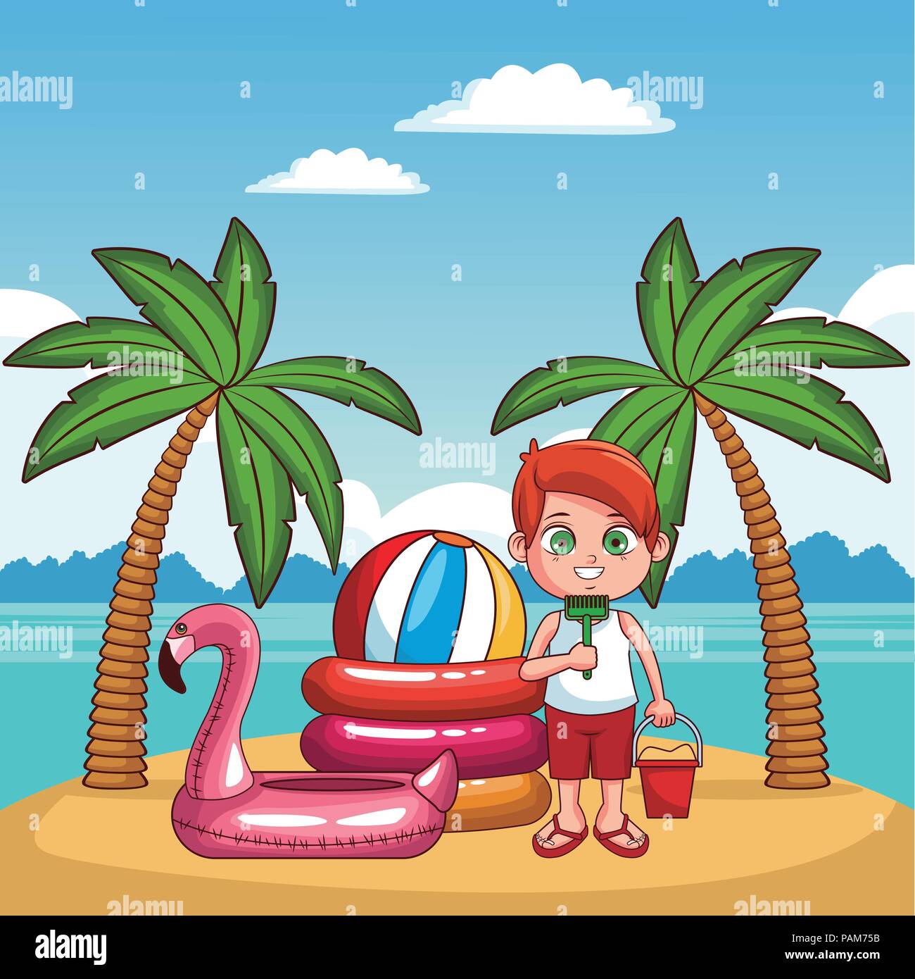 Kidsand beach cute cartoons Stock Vector Image & Art - Alamy