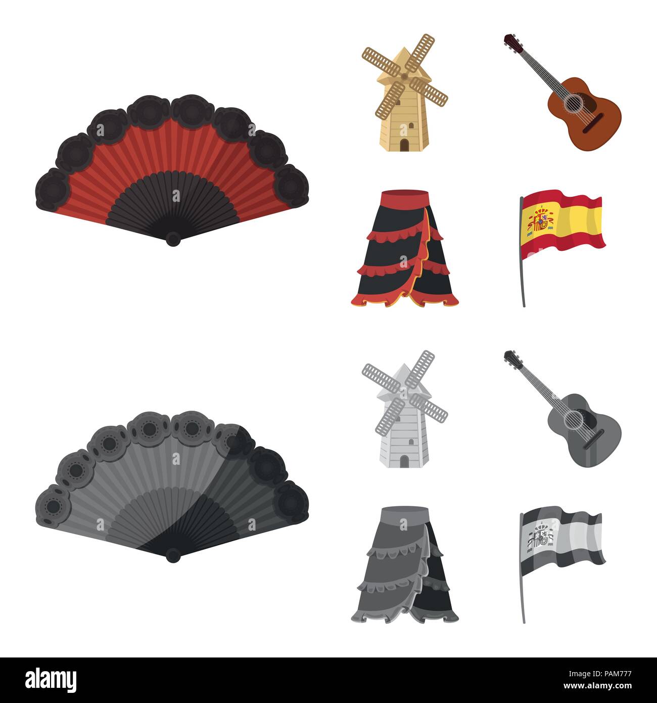 Spanish fan icon in cartoon hi-res stock photography and images - Alamy
