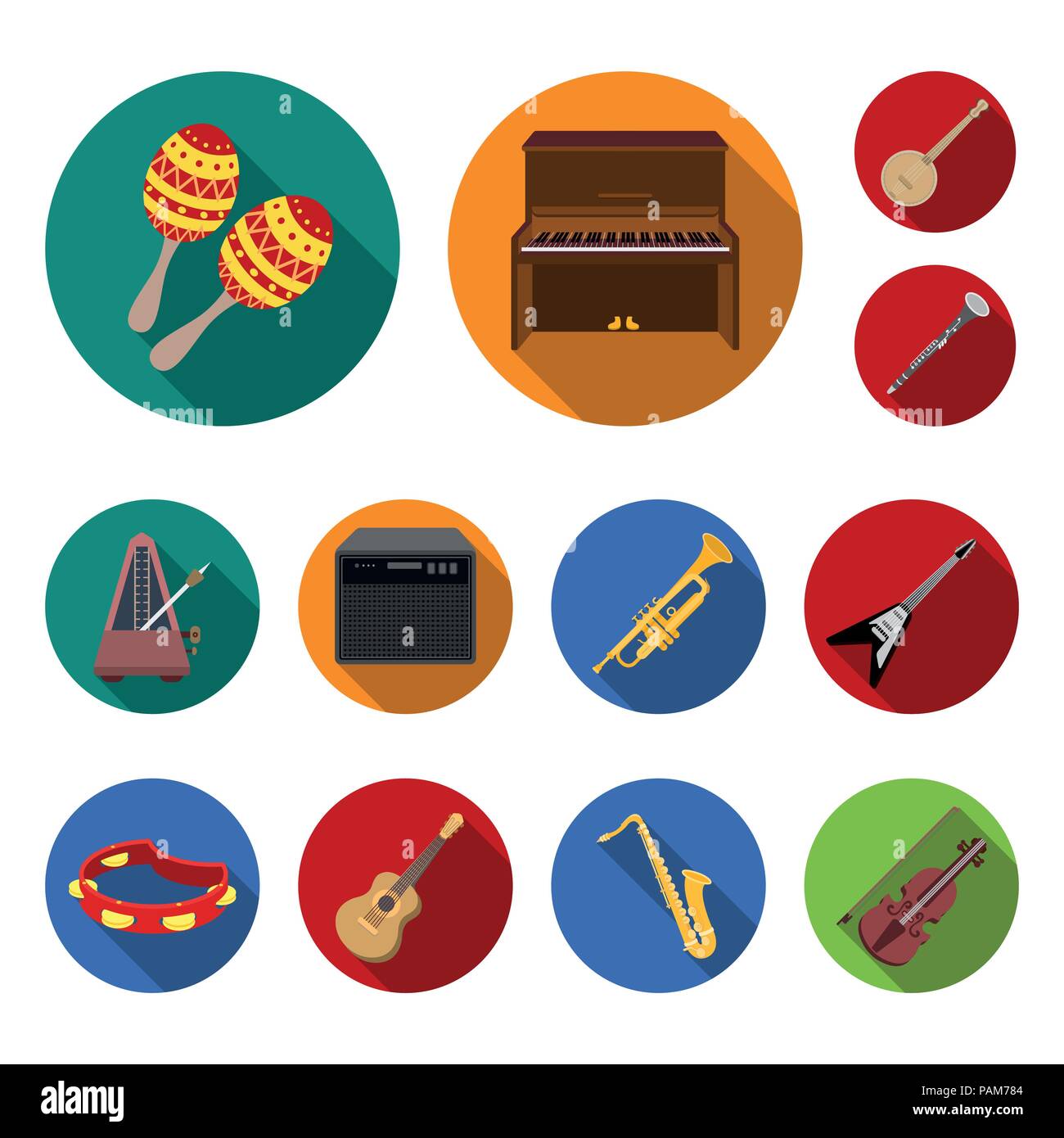 Musical instrument flat icons in set collection for design. String and ...