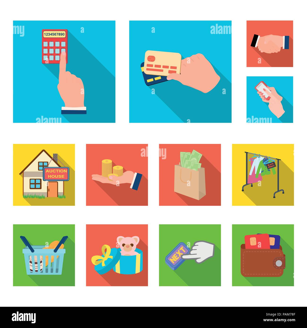 E-commerce and business flat icons in set collection for design. Buying ...