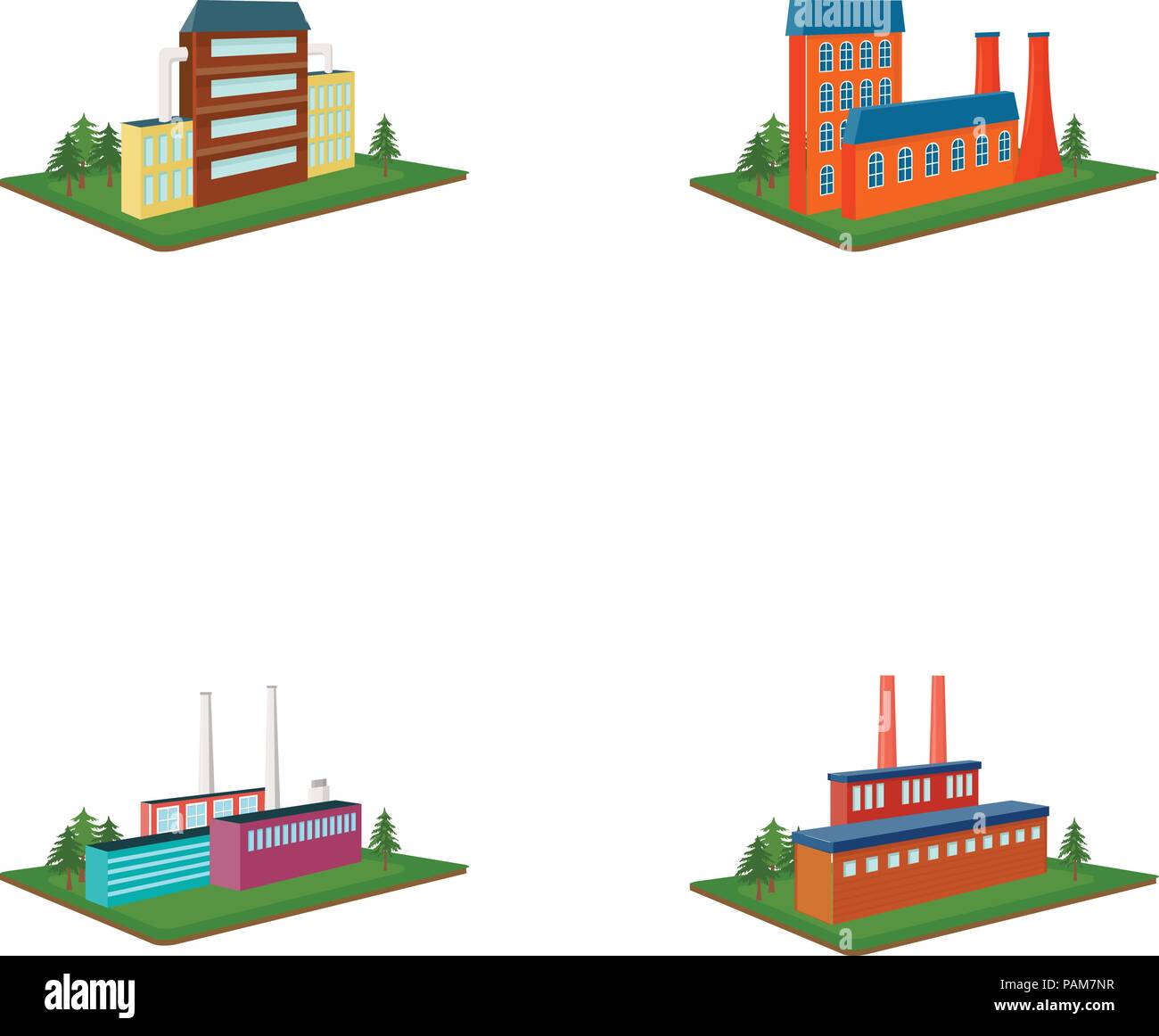 Processing factory,metallurgical plant. Factory and industry set ...